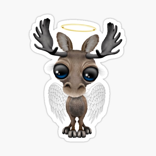 "Cute Baby Moose Angel" Sticker by JeffBartels | Redbubble