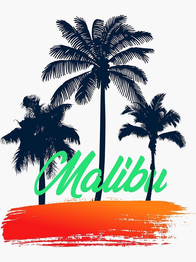 "Summer Beach Malibu Palm Trees" Sticker for Sale by AlexMirren | Redbubble