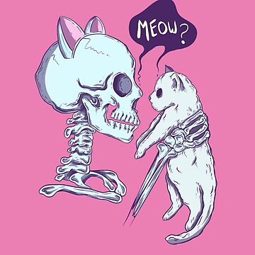 "Meow? Cat and skeleton" Sticker for Sale by jess1586 | Redbubble