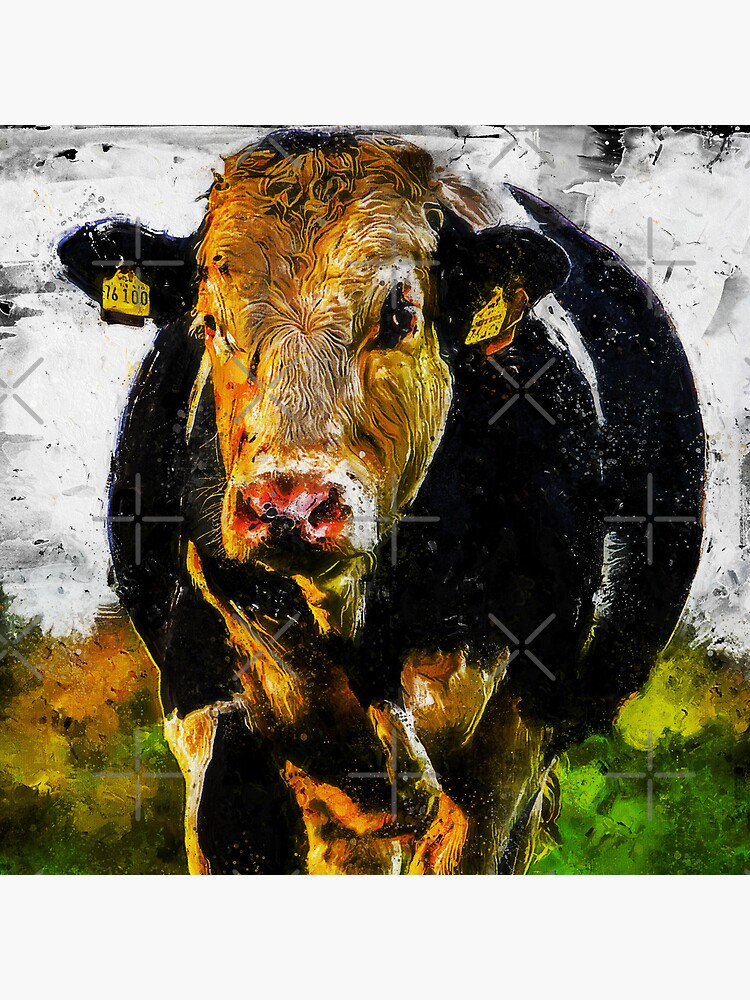 "Cute Holstein Friesian Cattle Grazing portrait, Oil Painting Holstein ...