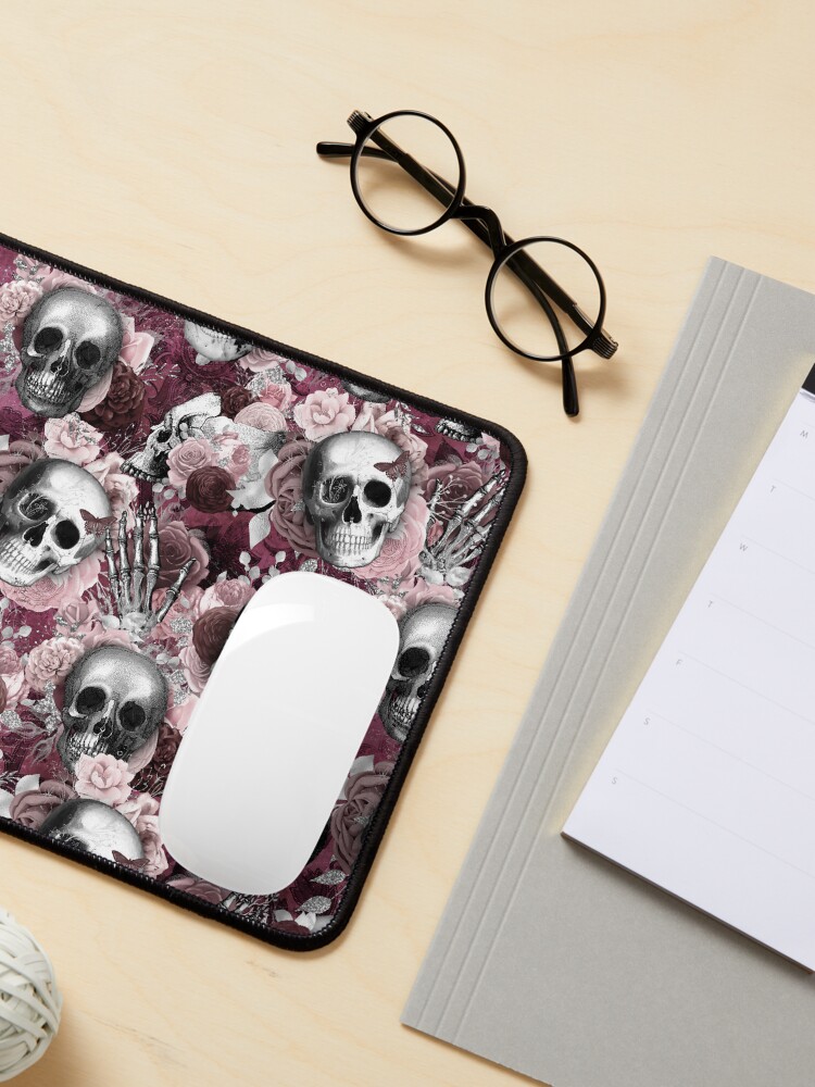 "Watercolor Roses and Vintage Skull Mixed Media Pattern. Gothic maroon ...