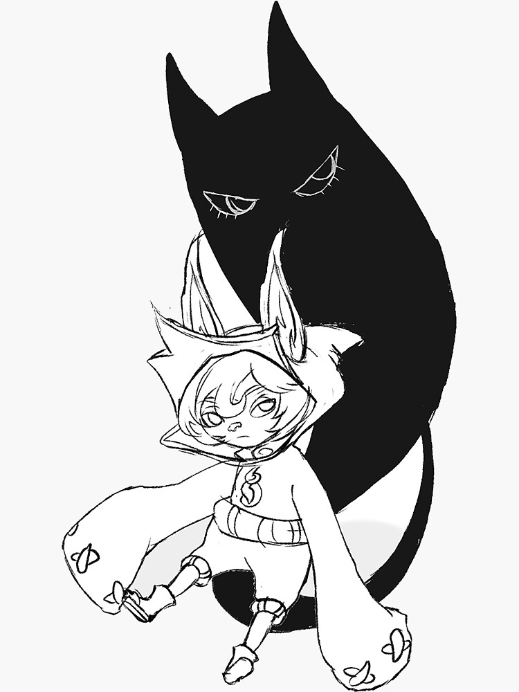 "black and white vex sticker , league, chibi vex fanart" Sticker for ...