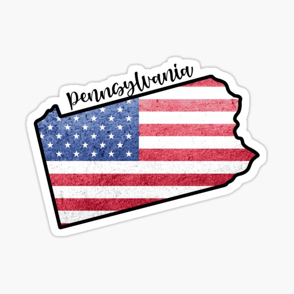 "Pennsylvania State Outline with Patriotic USA American Flag" Sticker ...