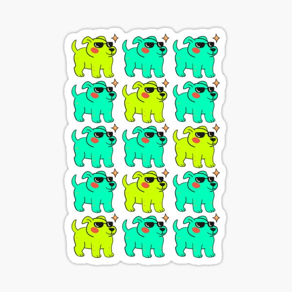 Pegatina «Resalte el patrón de perros azules y verdes - Tipo Lofi ...
