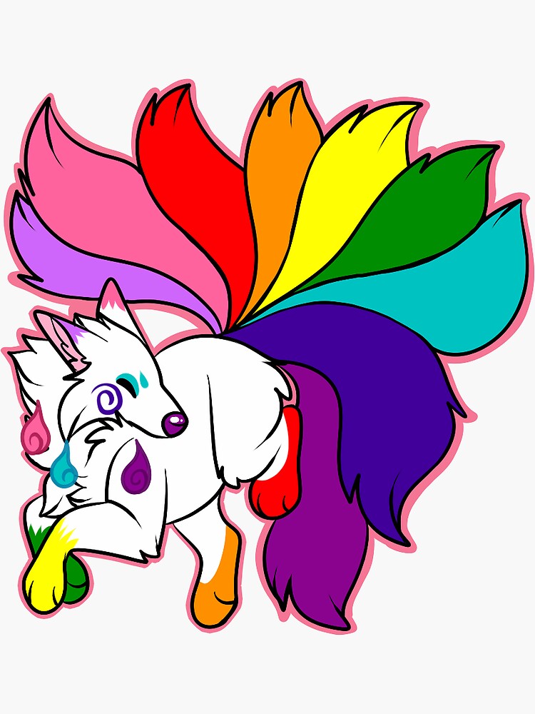"Rainbow Kitsune" Sticker for Sale by BewitchedFox | Redbubble
