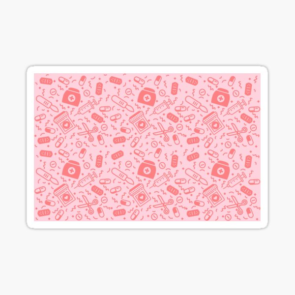 "Ouch! Pastel Pink Sakura Menhera Yami Kawaii Medical Print" Sticker ...