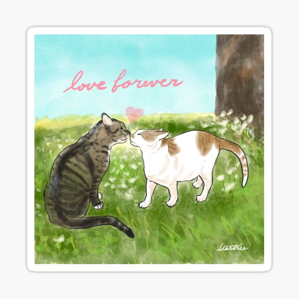 "Two cats with lovely kiss" Sticker for Sale by Star-treee | Redbubble