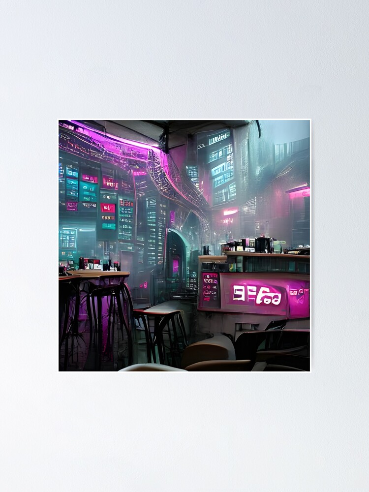 "Cyberpunk Cafe" Poster for Sale by DigitalSuntan | Redbubble