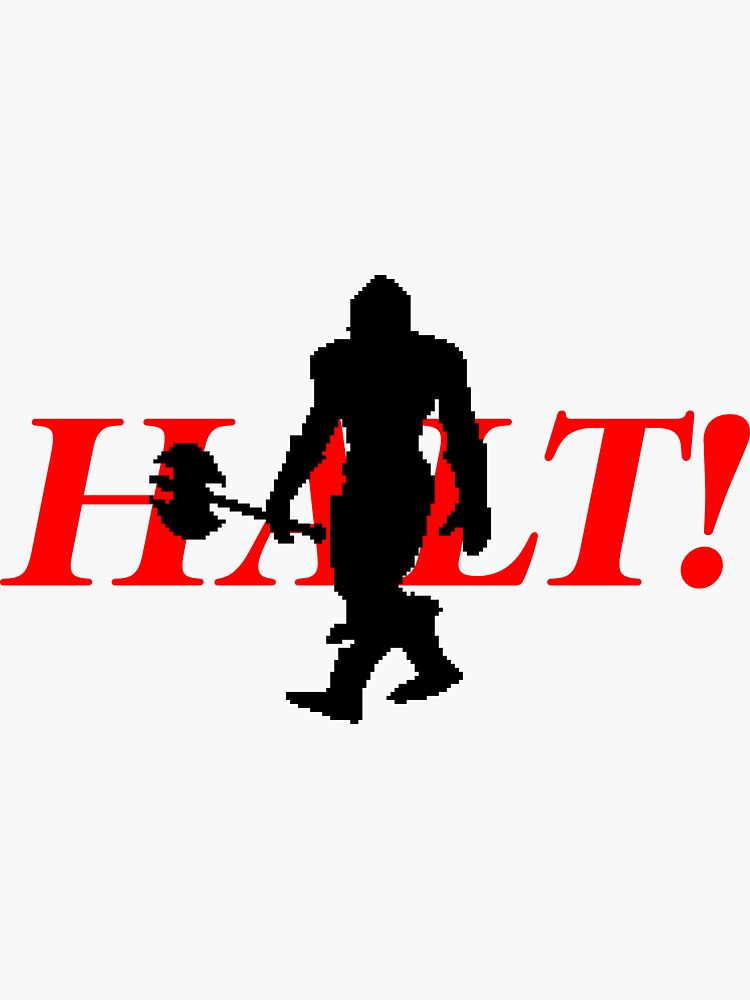 "HALT! Elder Scrolls II: Daggerfall Guard Design Red" Sticker for Sale ...