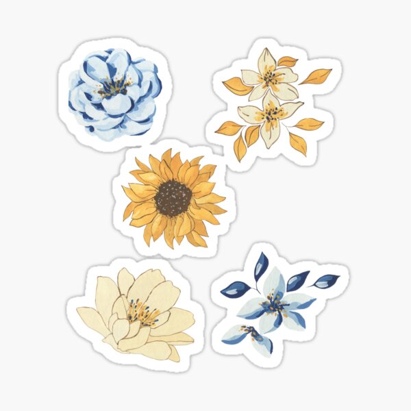"5 Flowers Sticker " Sticker for Sale by willi-Art | Redbubble