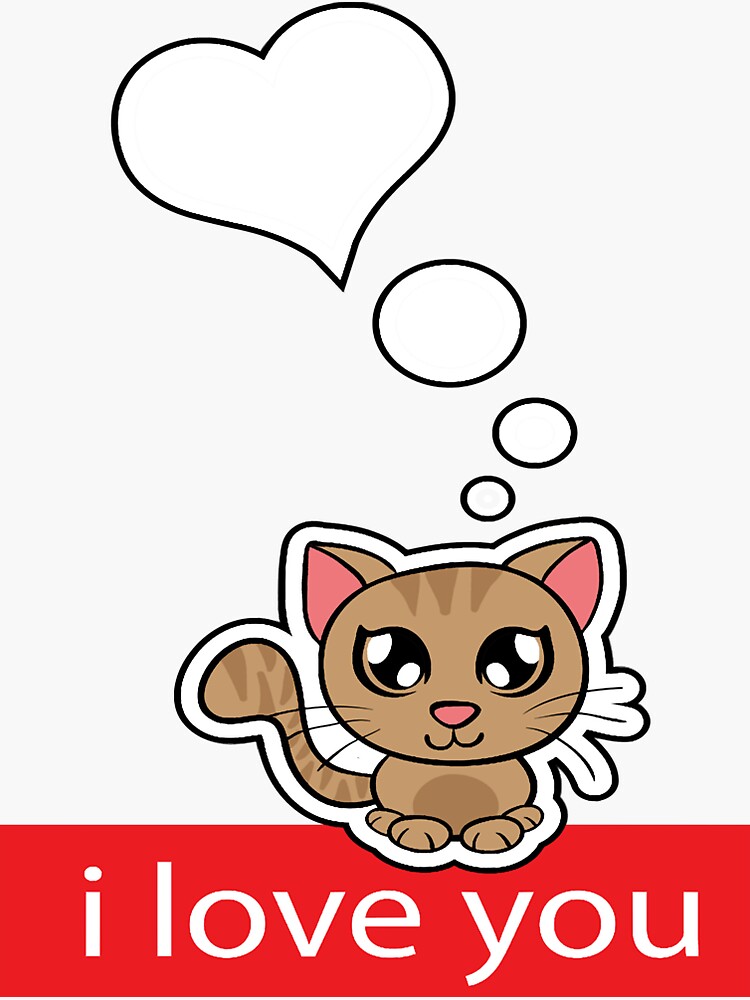 "Cartoon cat thinking in love " Sticker for Sale by Funkenschauer ...
