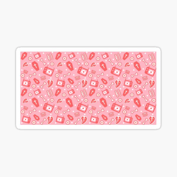 "BITE ME! Pastel Pink Strawberry Milk Weirdcore Gothic Print" Sticker ...
