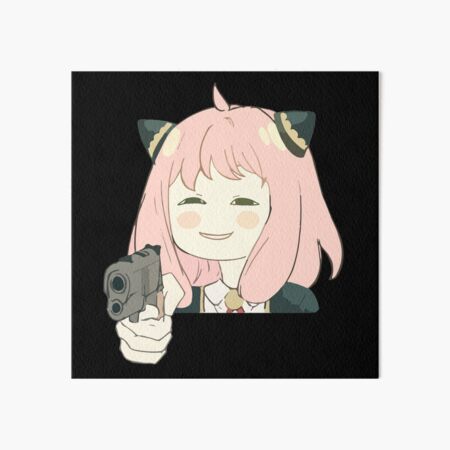 "Anya Smug Face Gun Meme" Art Board Print for Sale by MangaMolly ...