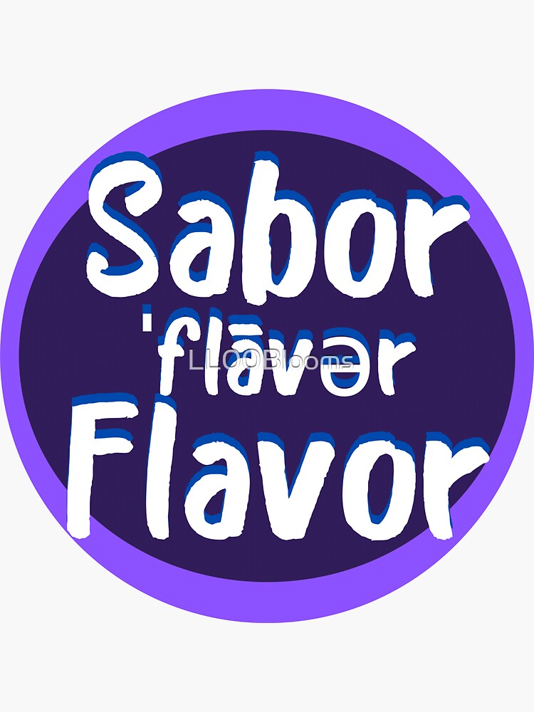 "Sabor Flavor White Text Purple Border " Sticker for Sale by LL00Blooms ...