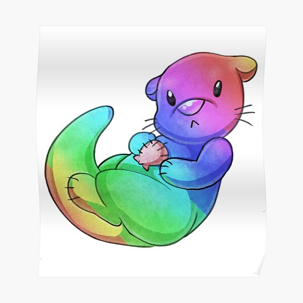 "Rainbow Otter With Shell" Poster by BerryWoof | Redbubble
