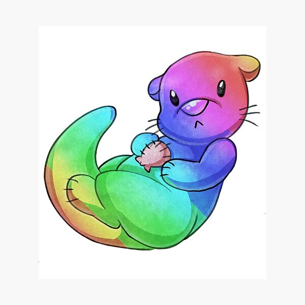 "Rainbow Otter With Shell" Photographic Print by BerryWoof | Redbubble