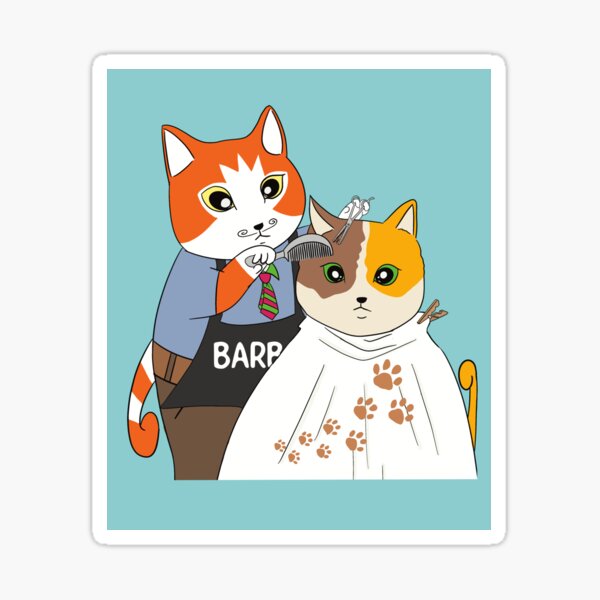 "Cat barber cool hair style" Sticker for Sale by JK-bull | Redbubble