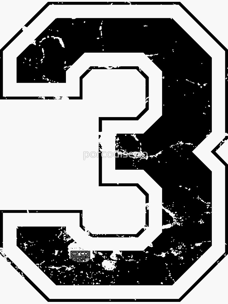 "Number 3 Three Black Jersey Sports Athletic Player" Sticker for Sale ...