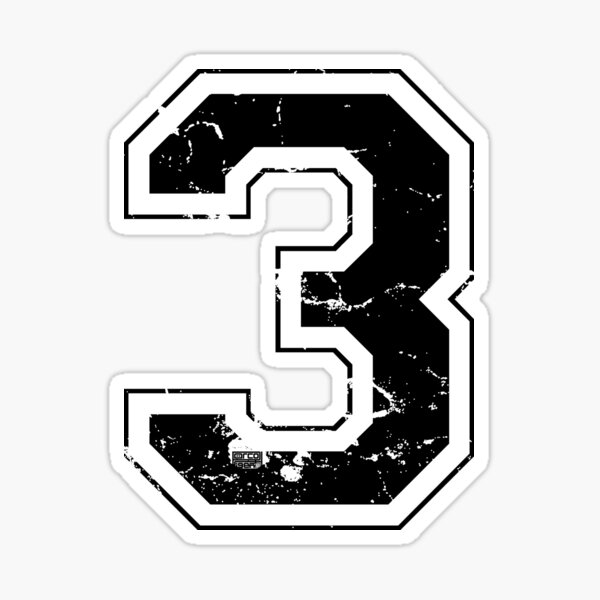 "Number 3 Three Black Jersey Sports Athletic Player" Sticker for Sale ...