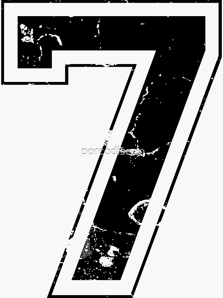 "Number 7 Seven Black Jersey Sports Athletic Player" Sticker for Sale ...