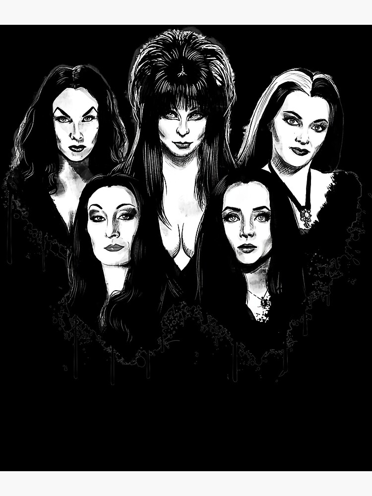 "Addams Family Goth Queens - Elvira, Vampira, Lily, Morticia" Poster ...