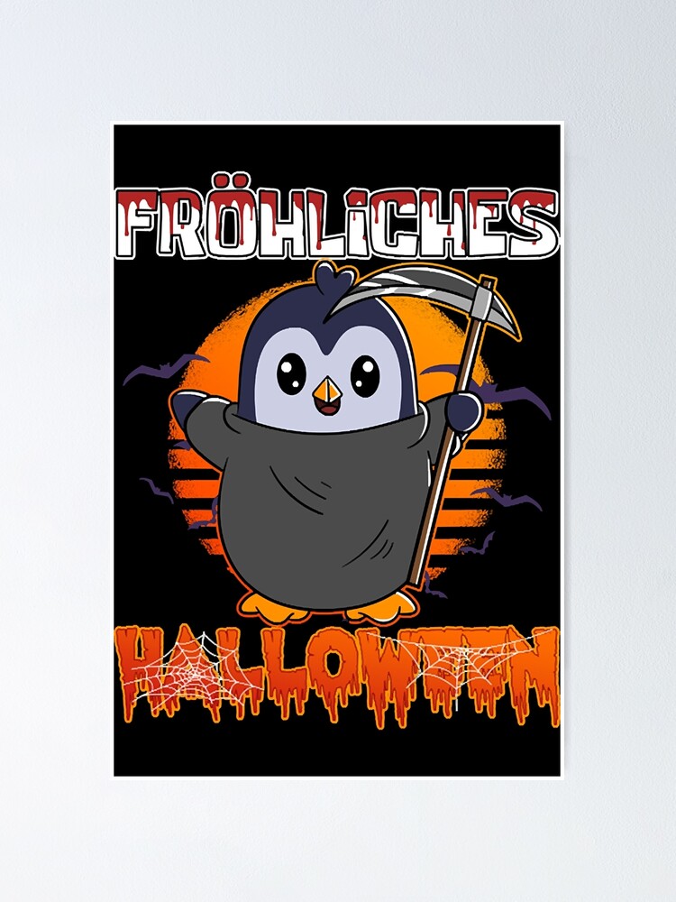 "Halloween Penguin Grim Reaper Halloween " Poster for Sale by ...