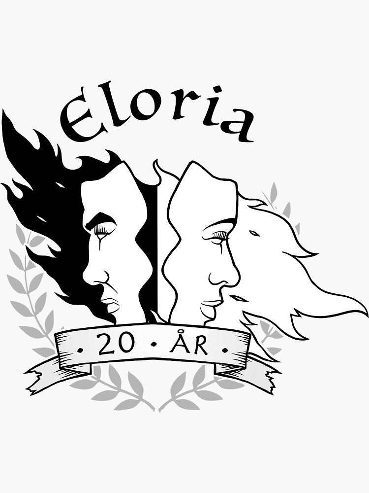 "Eloria logo - 20 år jubileumslogo svartvit" Sticker for Sale by Eloria ...
