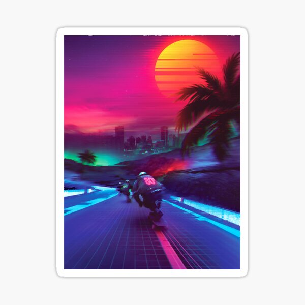"Synthwave Midnight Outrun " Sticker for Sale by JoshuaGon68591 | Redbubble