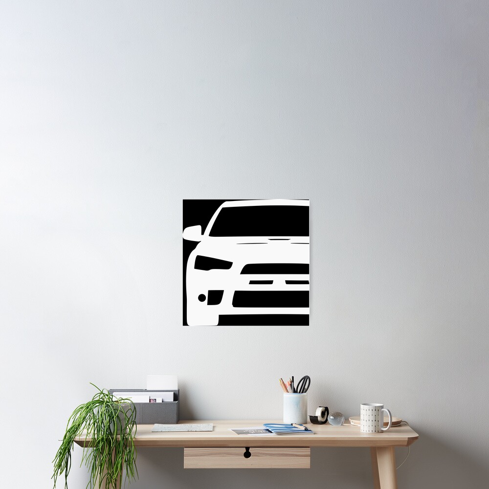 "Mitsubishi Lancer EVO X EVO 10 white silhouette" Poster for Sale by EdimDesign | Redbubble