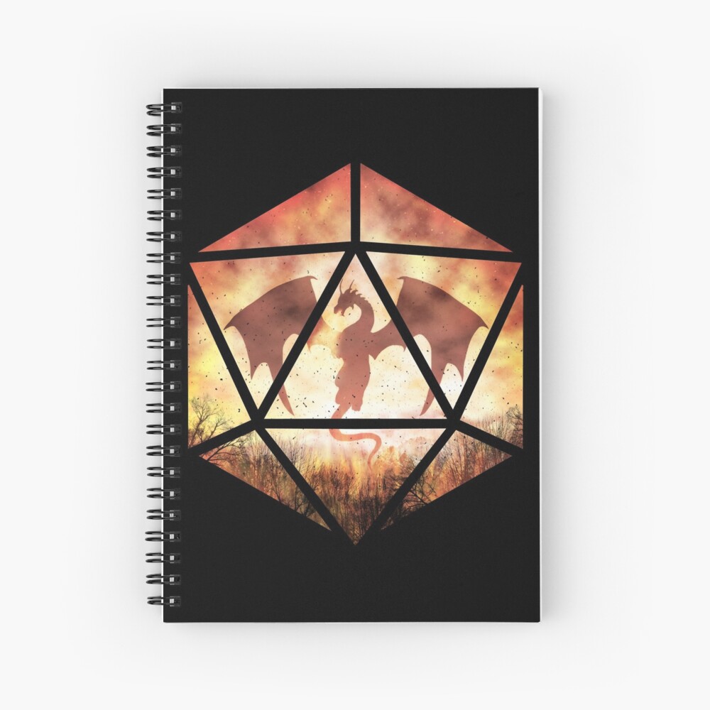 "Fire Dragon D20" Spiral Notebook for Sale by MaratusFunk | Redbubble