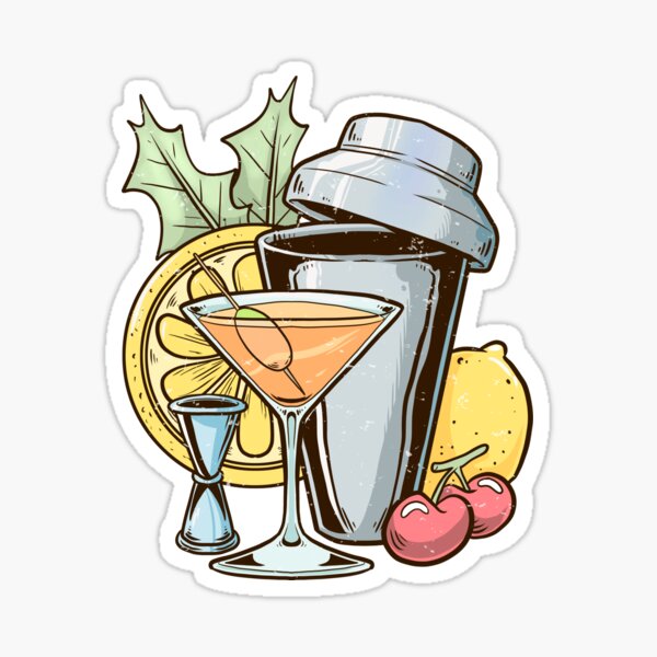 "Vintage Bartender Mix Cocktail Barkeeper" Sticker for Sale by FY83 ...