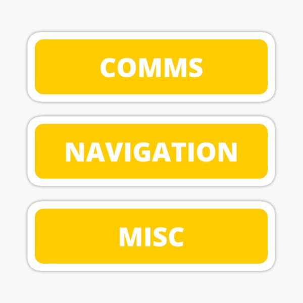 "Comms Nav Sub Categories, Communications and Navigation Yellow Labels ...