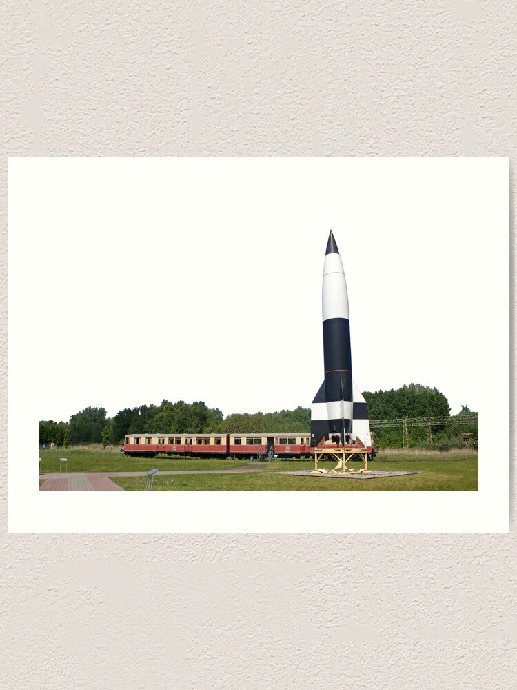 "German V2 Rocket of WW2 and Electric Train at Peenemuende" Art Print ...