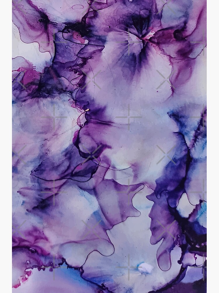 "Purple Flowing Abstract Alcohol Ink Painting, Modern Purple Flowing ...