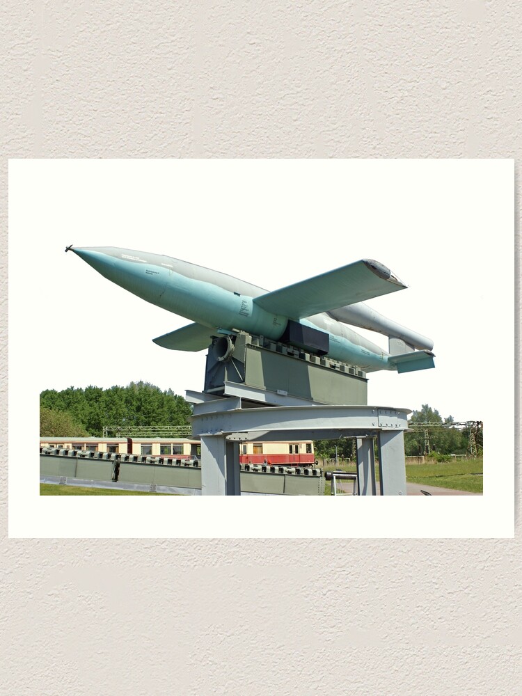 "German V1 Rocket of WW2 and Electric Train at Peenemuende" Art Print ...