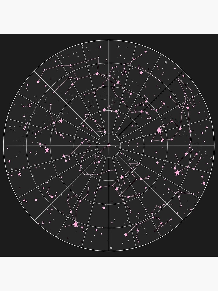 Póster «Mapa estelar del hemisferio norte (rosa bebé)» de Astroport ...