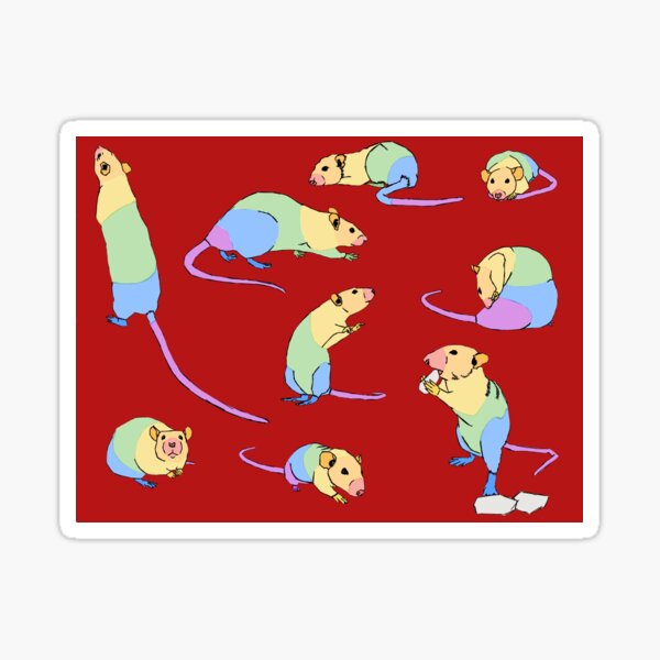"rainbow rats red" Sticker for Sale by Lugubris | Redbubble