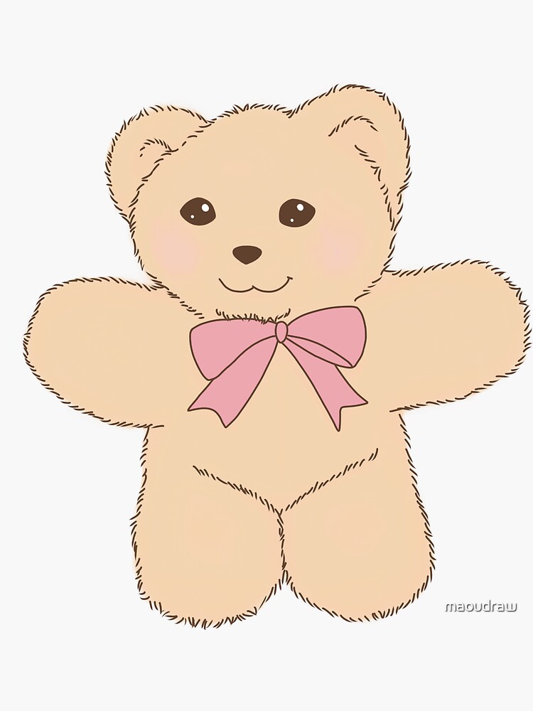 "teddy bear ribbon coquette dollette cream pink" Sticker for Sale by ...