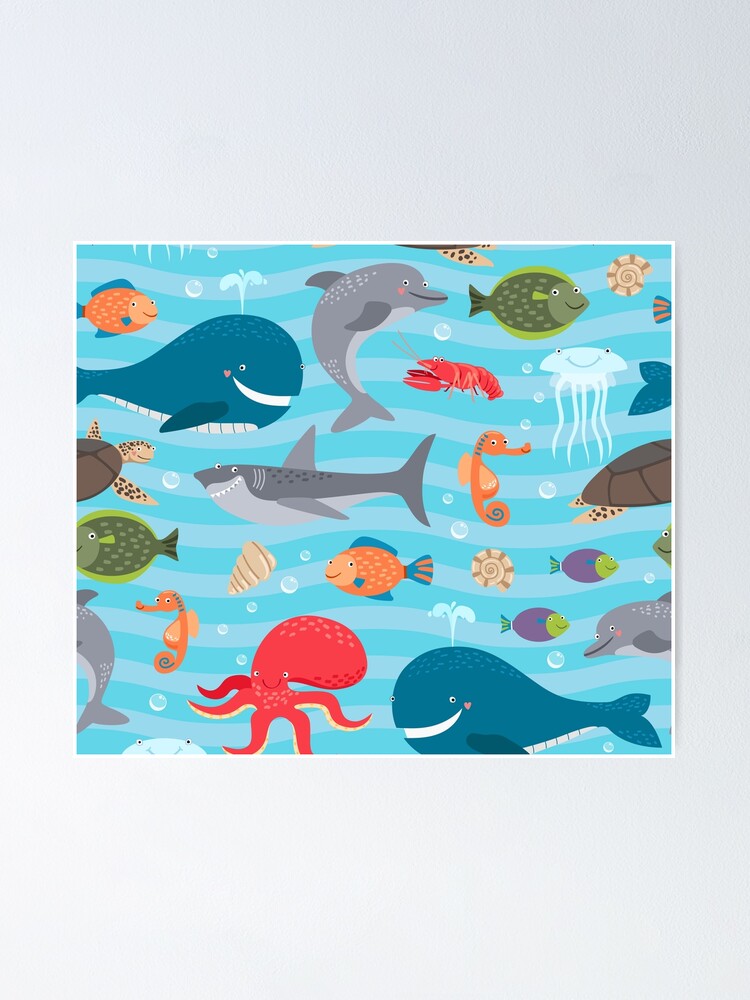 "Aquatic Animals" Poster for Sale by Hotbees | Redbubble