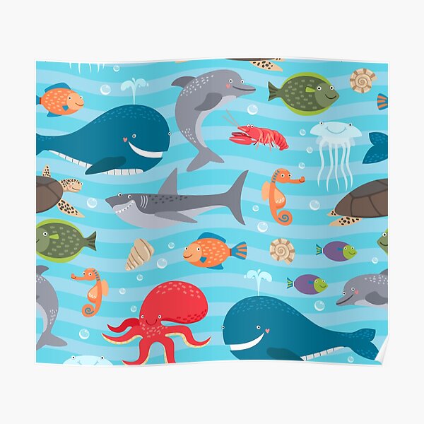 "Aquatic Animals" Poster for Sale by Hotbees | Redbubble