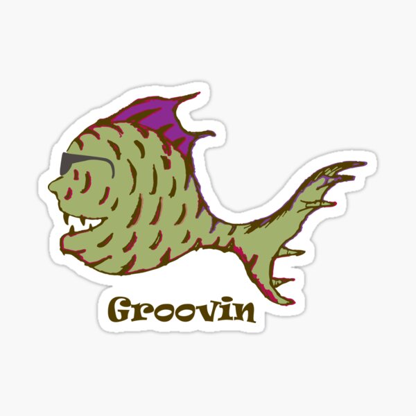 "Groovin along" Sticker for Sale by Bentfish | Redbubble