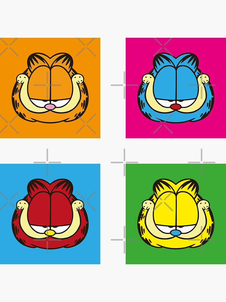 "colored garfield" Sticker for Sale by Necronder | Redbubble
