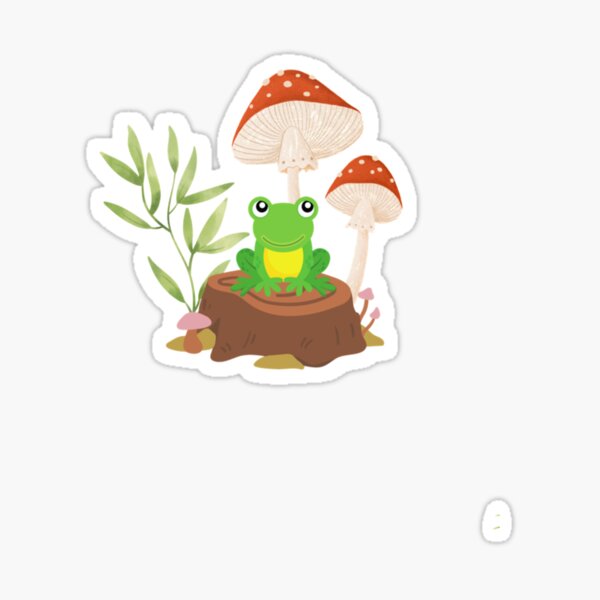 "Cute Frog and Mushroom Cottage Core Aesthetic Classic " Sticker for ...