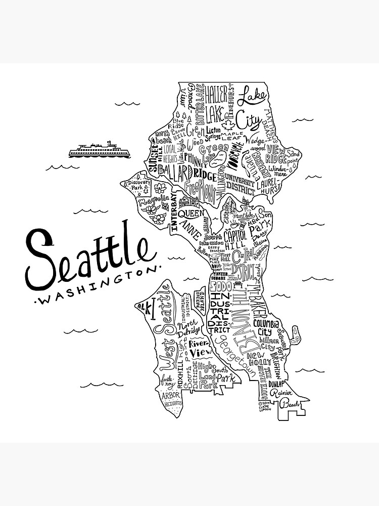 "Seattle Map" Poster for Sale by clairelordon | Redbubble