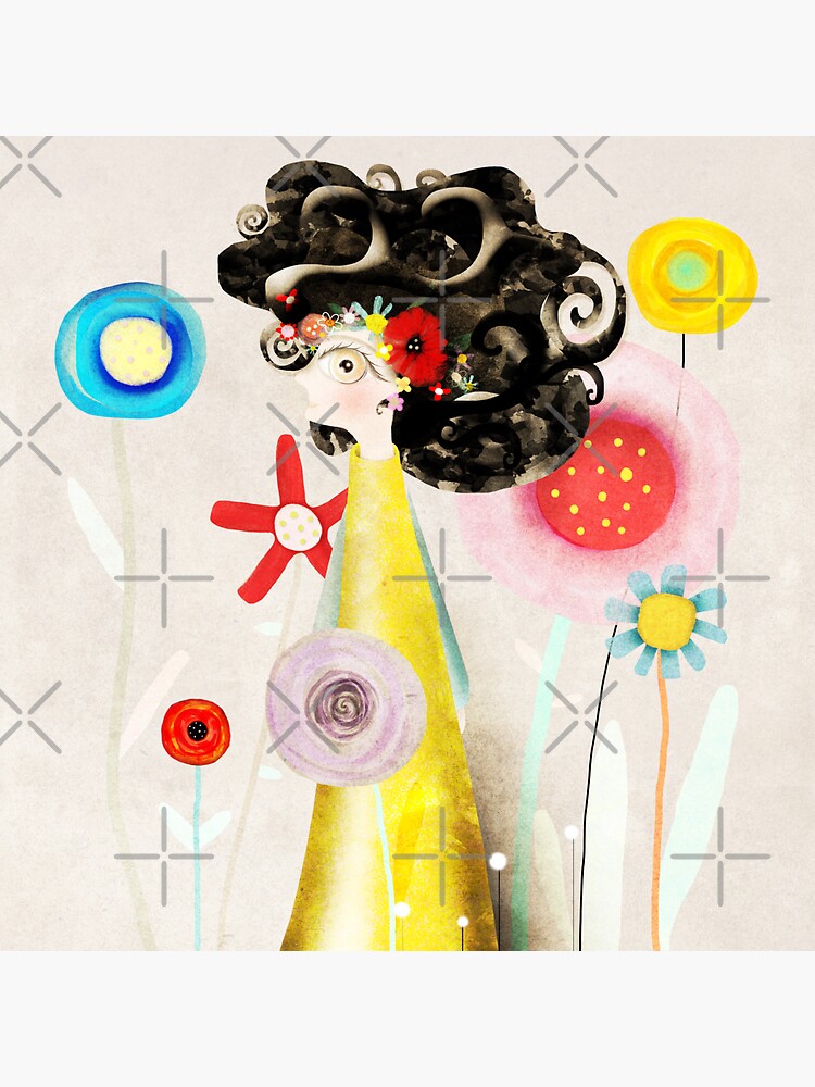 "Thinking left side brain sometimes - Flowers and Huge eye doll art ...