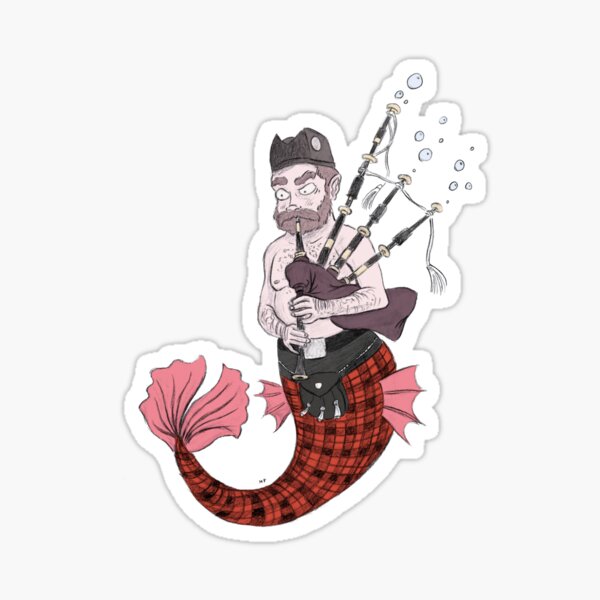 "Funny Merman With Bagpipes" Sticker for Sale by VanillaMichael | Redbubble
