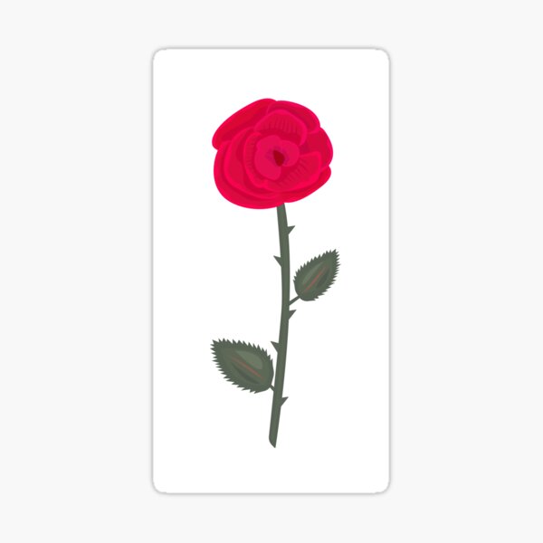 "Single big red rose with leaves" Sticker for Sale by OM-lova | Redbubble