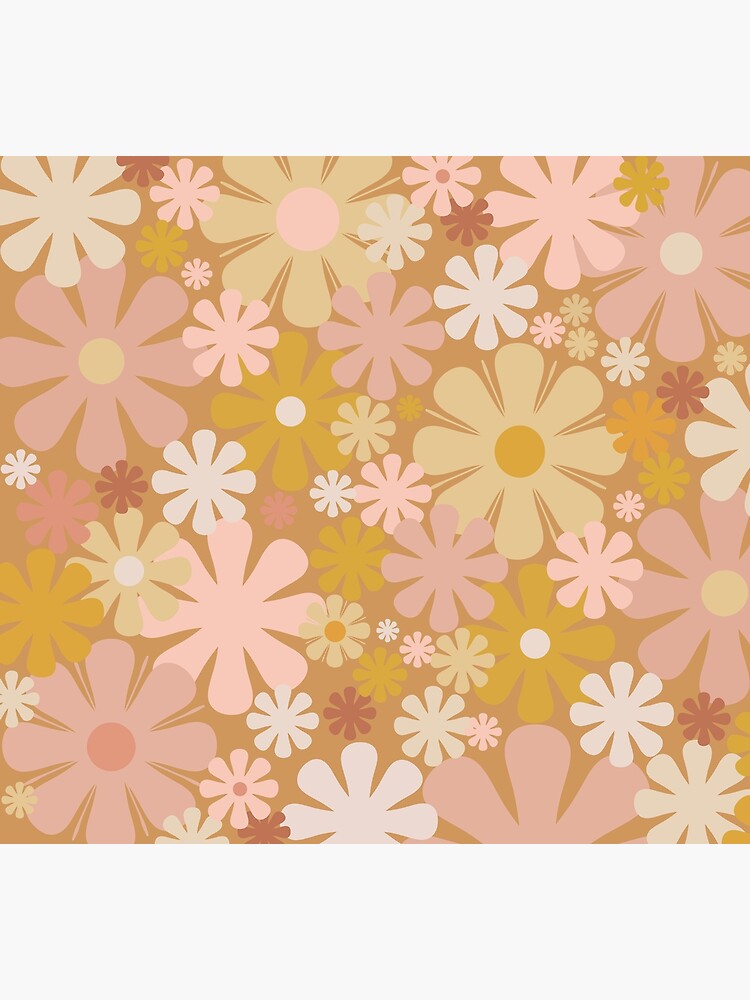"Retro 60s 70s Aesthetic Floral Pattern Pink Mauve Ochre" Poster for ...