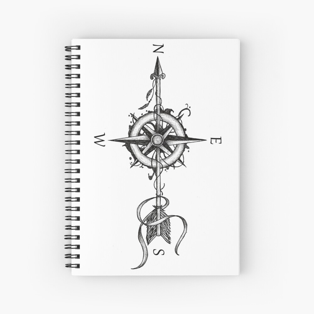"Compass with arrow" Spiral Notebook by Beatrizxe | Redbubble