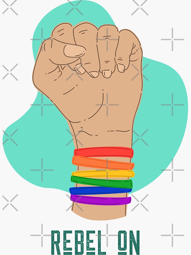 "Rebel On. Gay Pride LGBTQ Rights" Sticker for Sale by Rebel-Design ...
